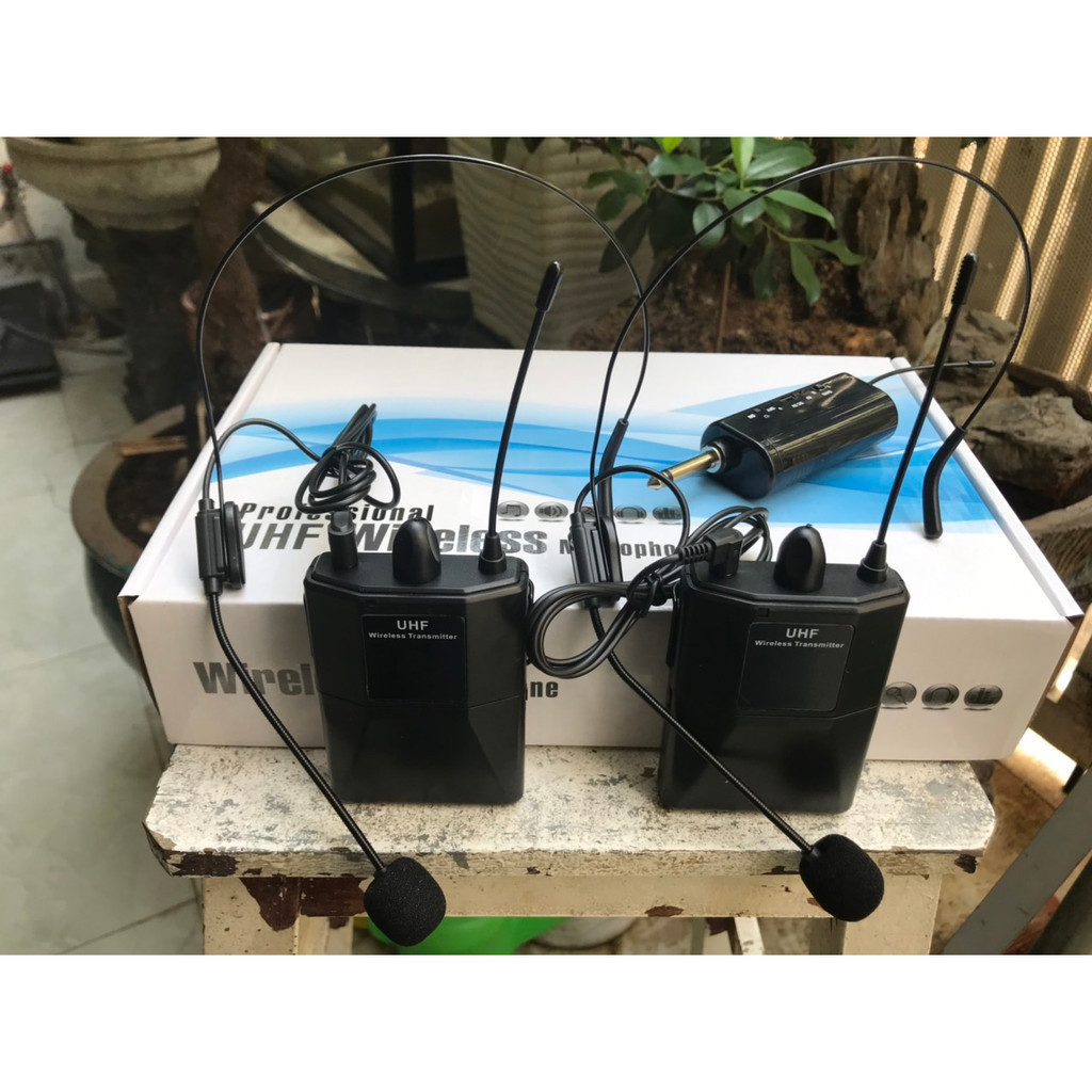 Micro không dây đeo tai dành cho 2 người Professional UHF Wireless ...