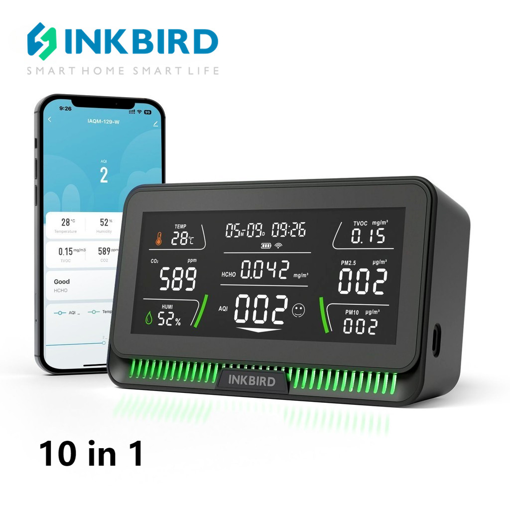 Máy đo chất lượng không khí INKBIRD IAQM-129-W WiFi 10 trong 1 CO2 Độ ...
