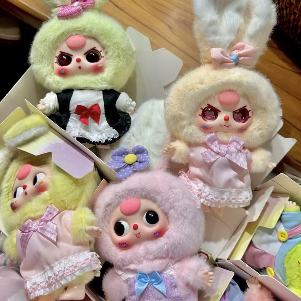 Còn hàng-Baby Three Macaroon Bunny Blind Box Vinyl Face Búp bê sang ...