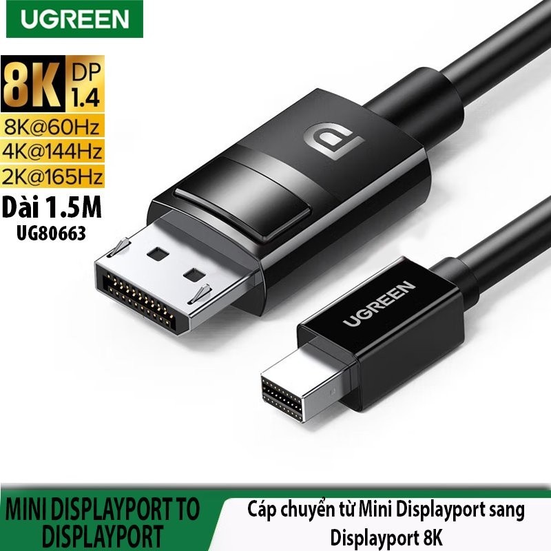 Cáp Mini Displayport To Displayport 1.4 Ugreen 80663 Chính hãng dài 1 ...