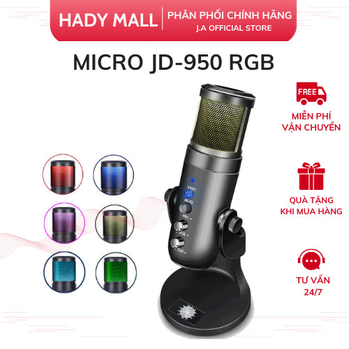 Micro Để Bàn JD-950 RGB USB Mic Thu Âm Chuyên Nghiệp Cho Podcasts ...