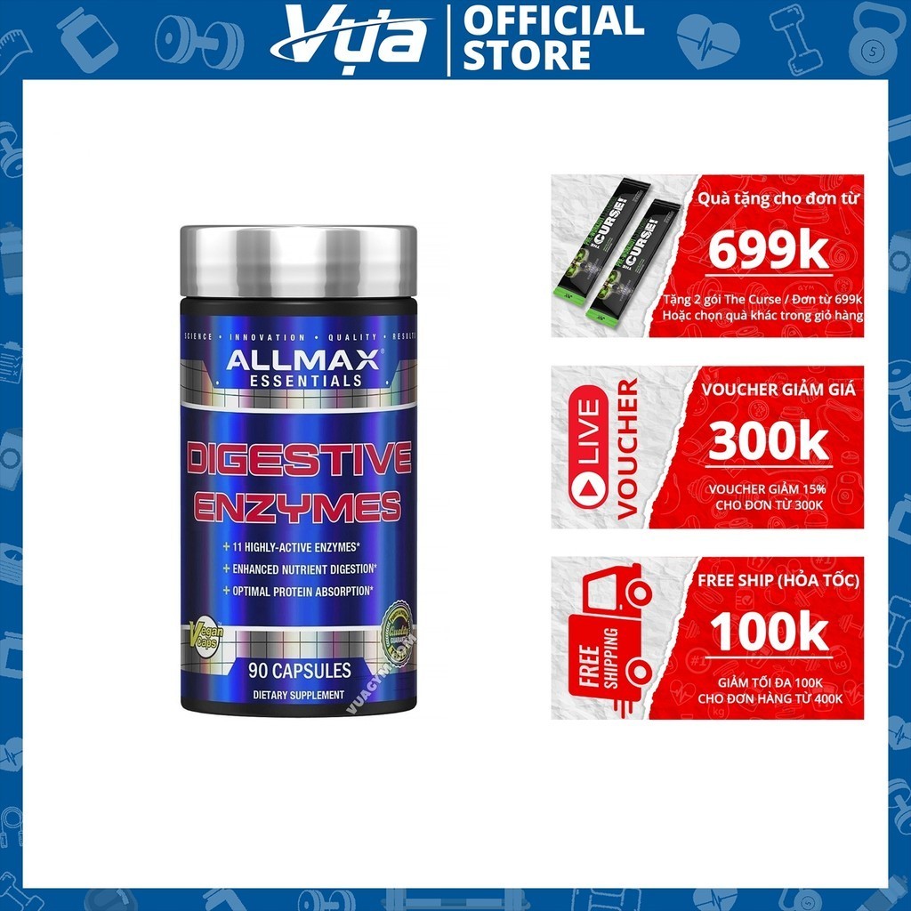 Viên Uống Allmax - Digestive Enzymes (90 viên) - Hỗ Trợ Tiêu Hóa Hiệu Quả, Tăng Cường Hấp Thu ...