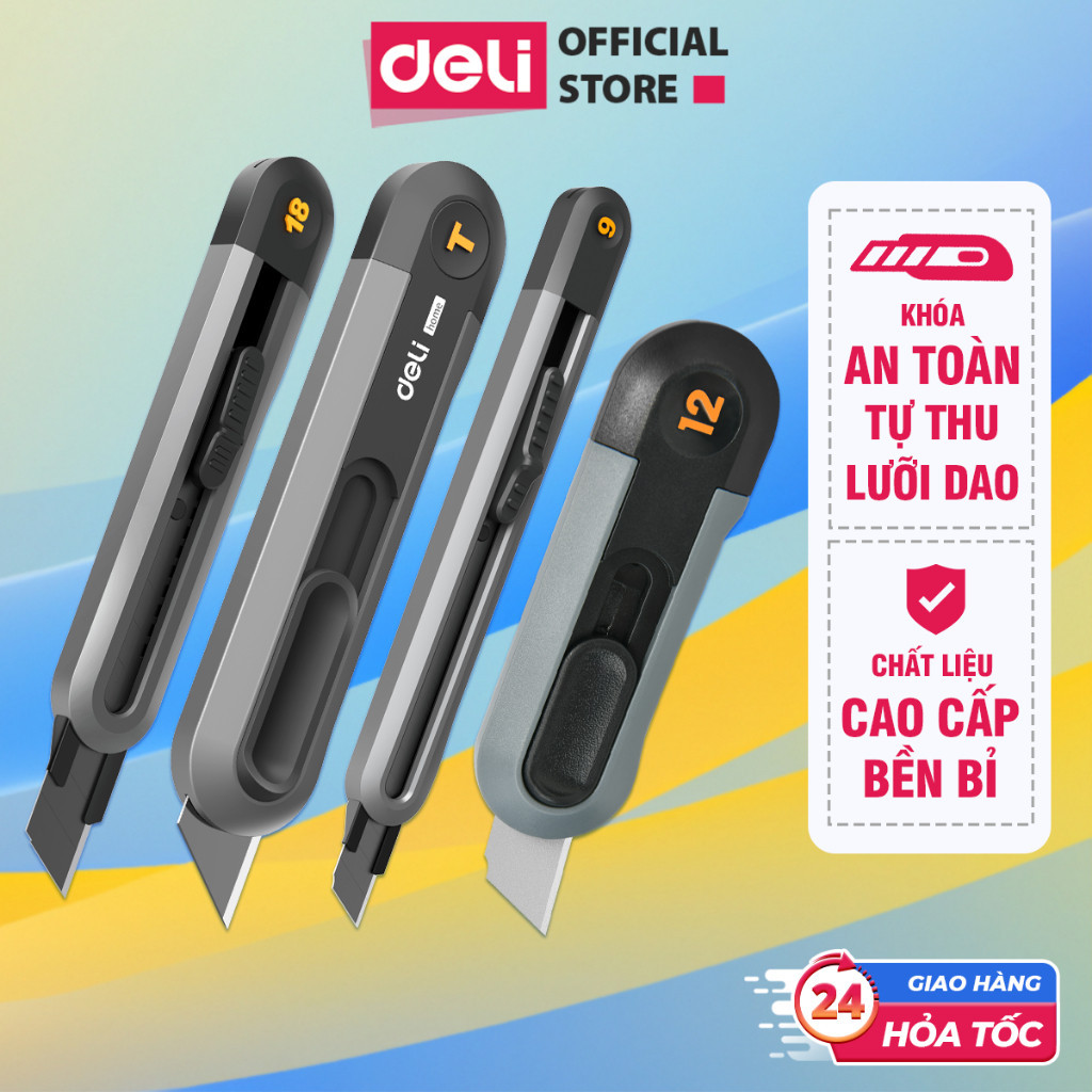 Set Dao Rọc Giấy DELI Cao Cấp Lưỡi Thép Không Gỉ SK5 - Dao Rọc Mini Bỏ ...