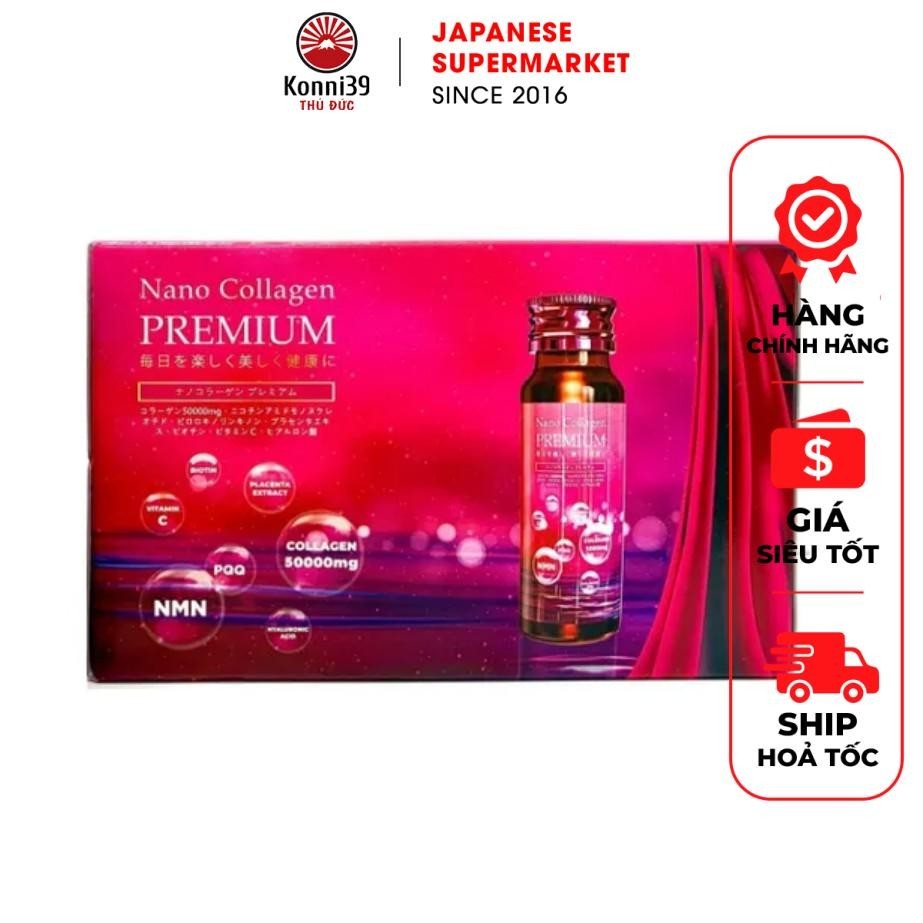 NƯỚC UỐNG COLLAGEN NANO PREMIUM 50.000MG (LỐC 10 CHAI x 50ML) | Shopee ...
