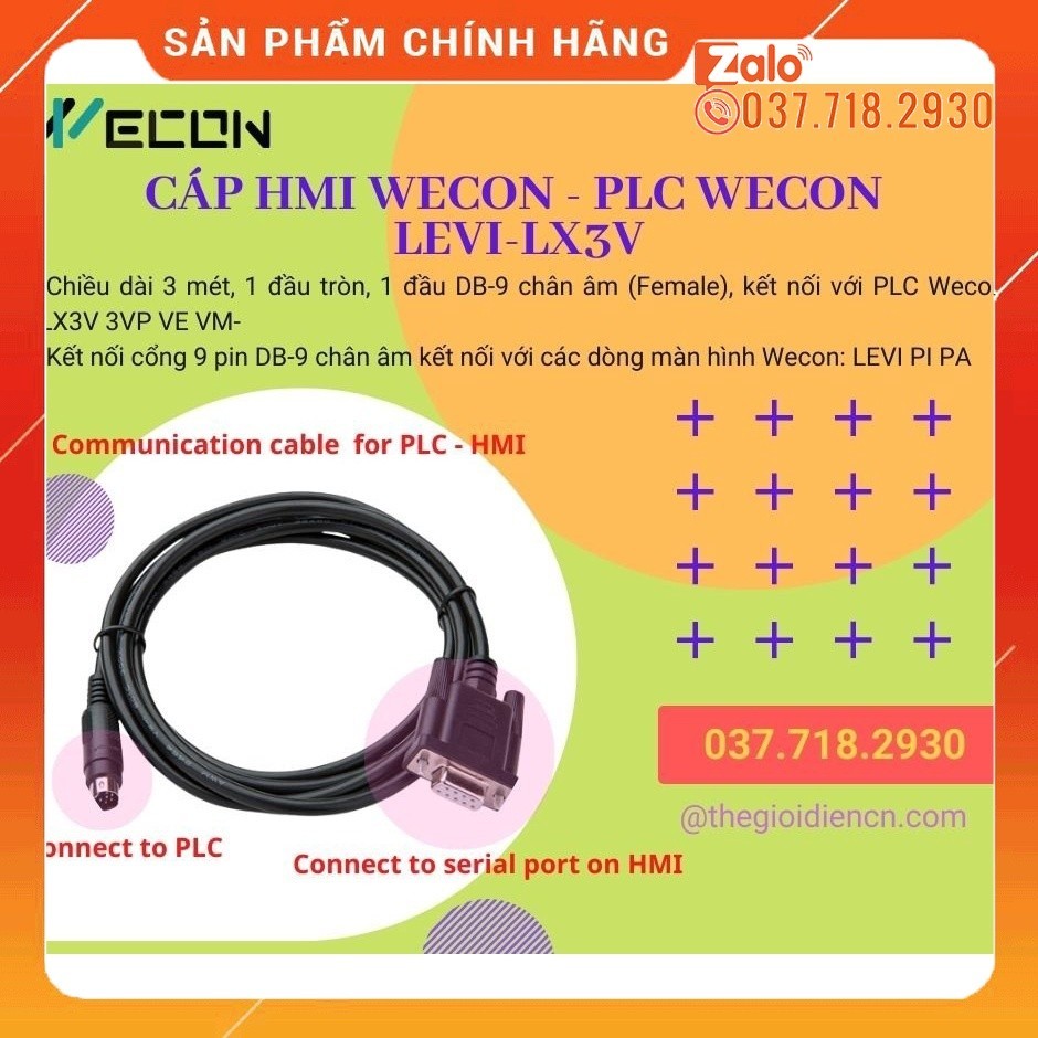 Cáp HMI Wecon với PLC Wecon LEVI-LX3V, Cáp kết HMI Wecon với PLC WECON, Mitsubishi, cáp màn hình ...