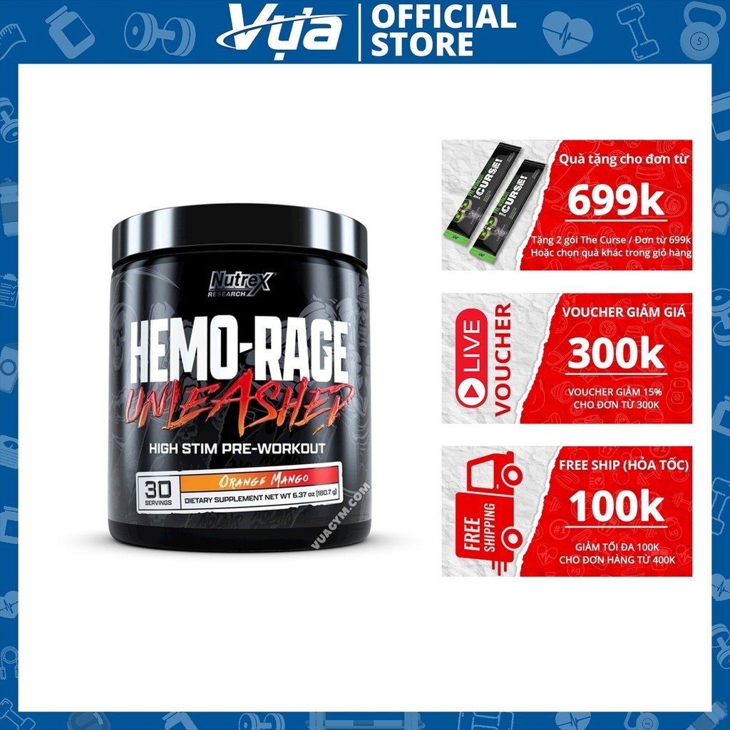 Nutrex - Hemo rage Unleashed (30 lần dùng) - Tăng Sức Mạnh và Năng ...
