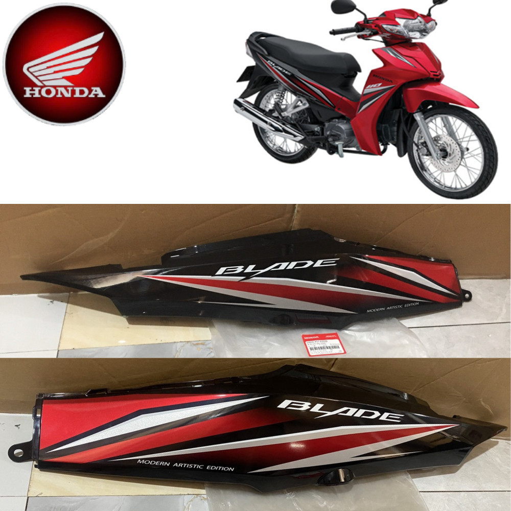 Bộ Ốp Sườn Trái/Phải Wave Blade 110 màu Đen Bóng Tem Đỏ Trắng *R340C ...