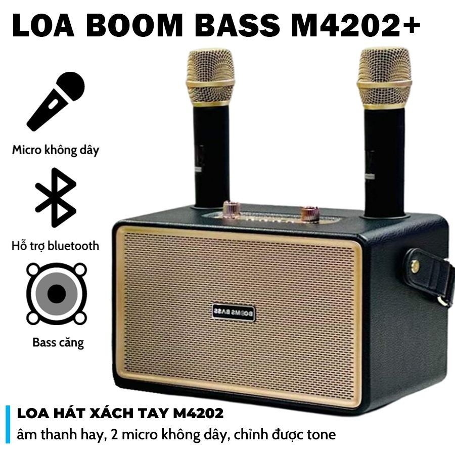 Loa Bluetooth BoomBass M4202 Kèm 2 Micro, Âm Thanh Sống Động, Mạnh Mẽ ...