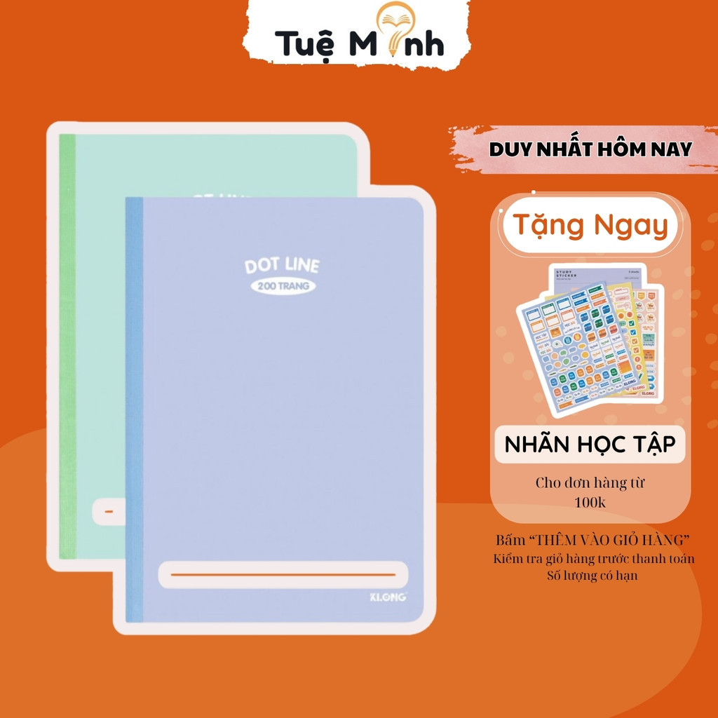 Vở kẻ ngang chấm 200 trang KLONG MS 872 Vở B5 may dán gáy 70GSM giấy ...