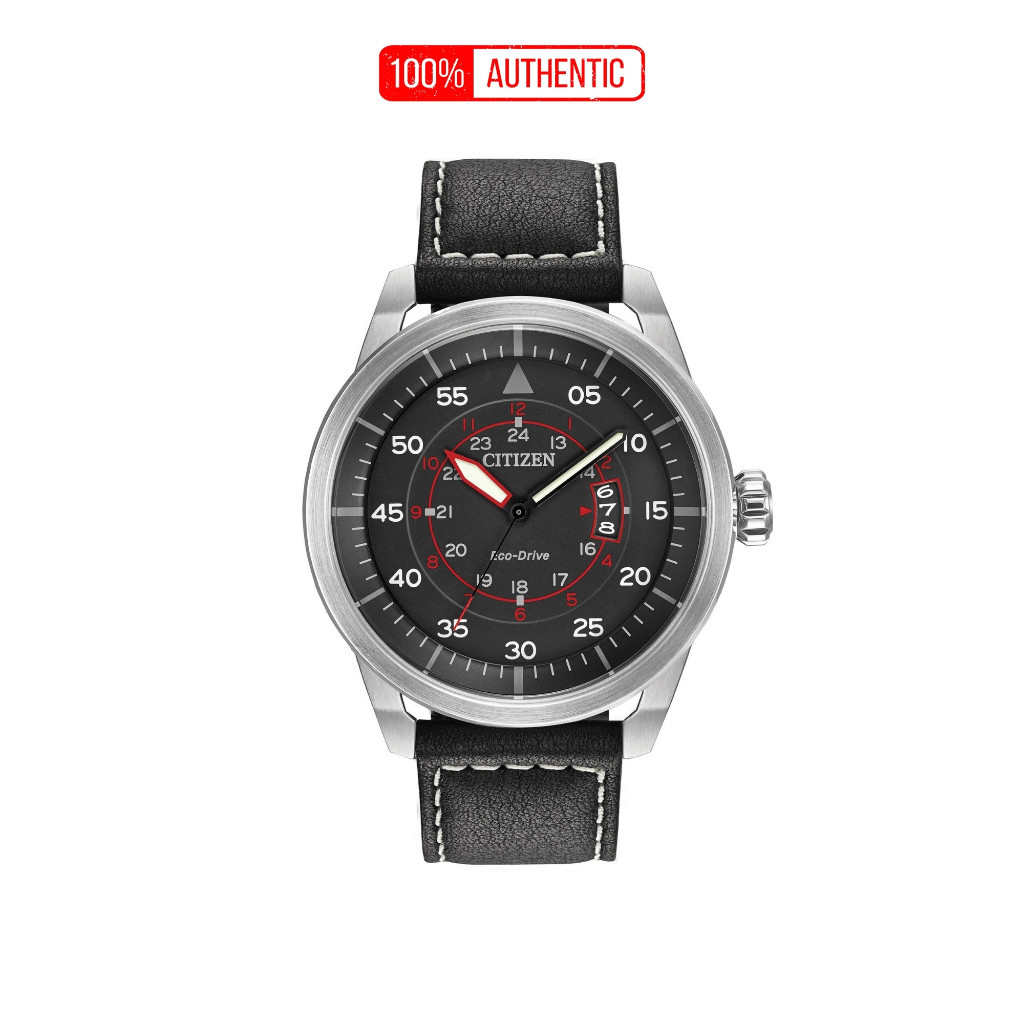 Đồng Hồ Nam Citizen AW1361-01E Eco Drive dây da đen mặt đen Lịch lãm ...