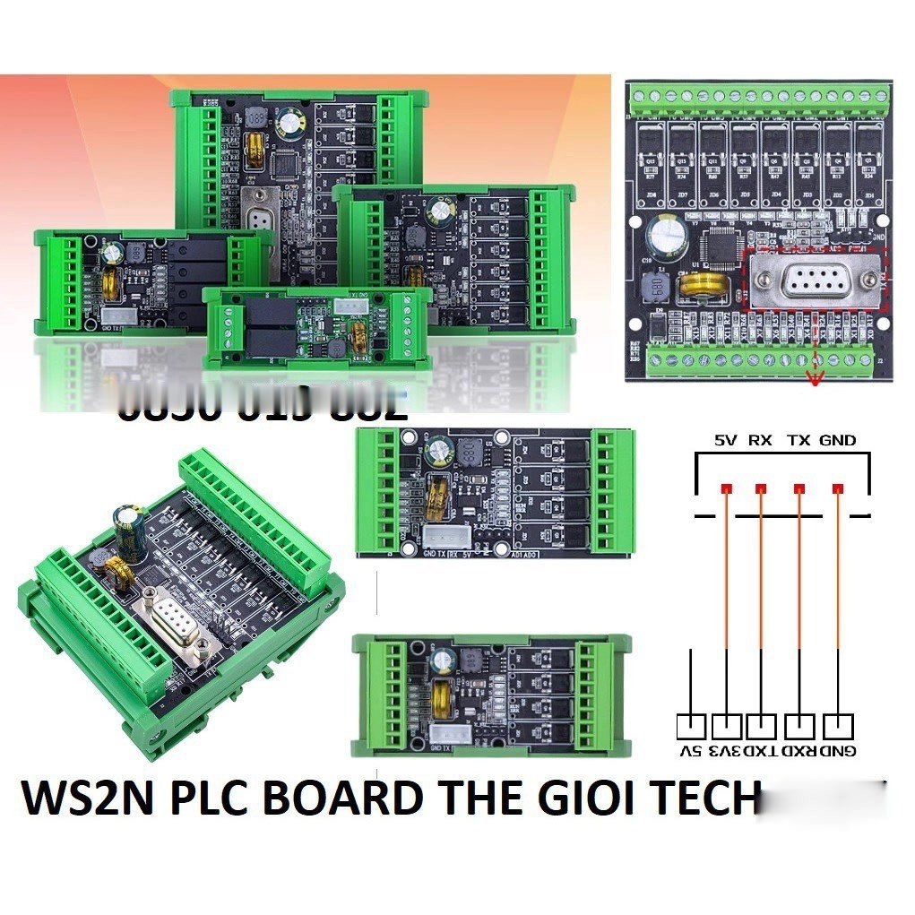 Board Mạch lập trình PLC Mitsubishi WS2N FX2N-10MR FX2N 6MR (Relay) 2AD ...