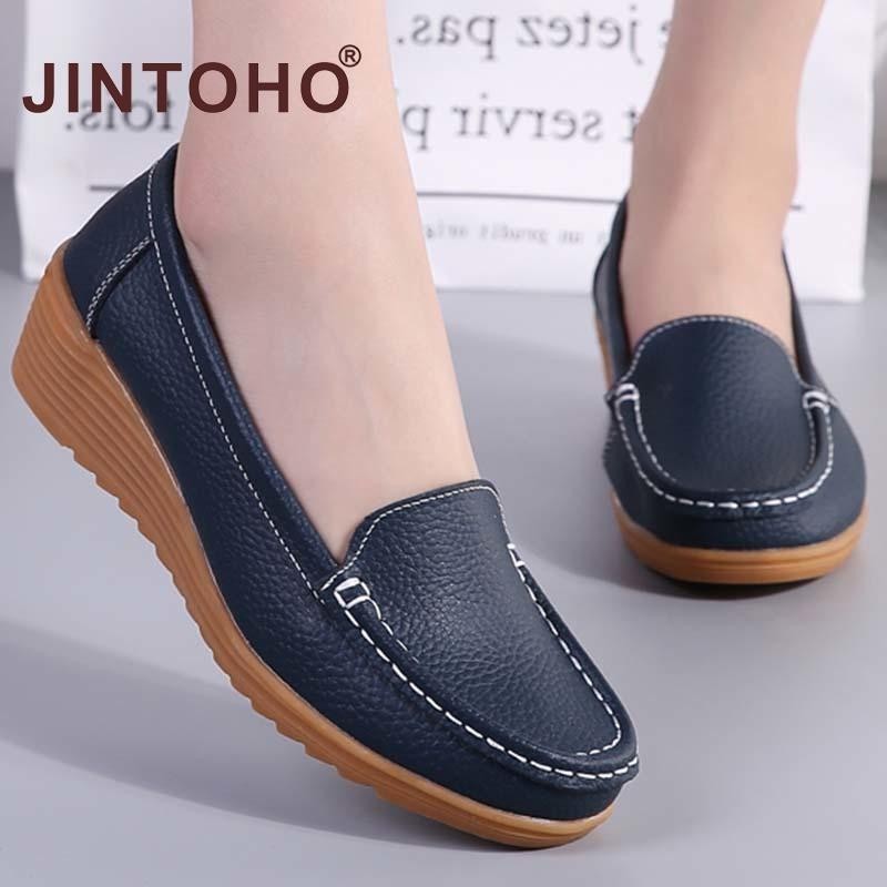 Jintoho 2024 Đế Bằng Nữ Da Thật Chính Hãng Giày Nữ Giày Nữ Slip On ...