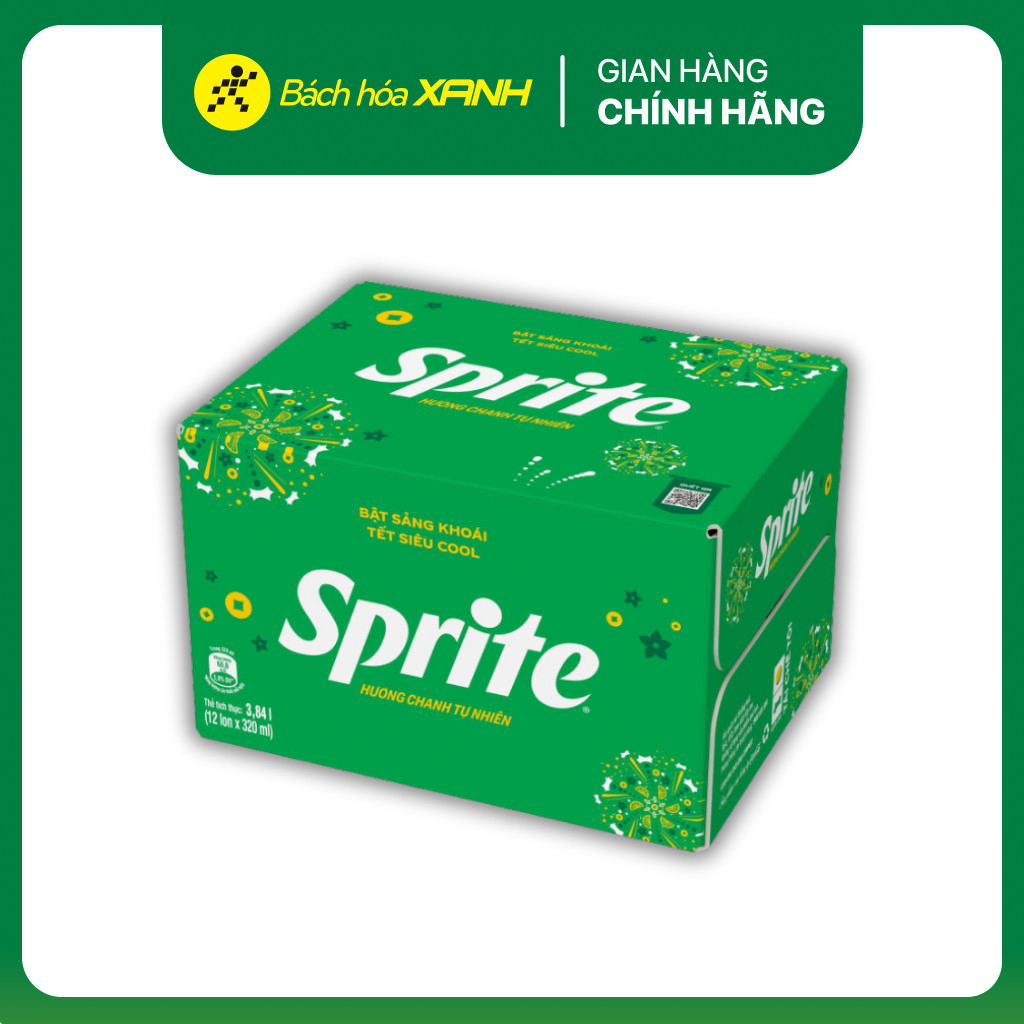 Thùng 12 lon nước ngọt Sprite hương chanh 320ml Bách Hóa Xanh | Shopee ...