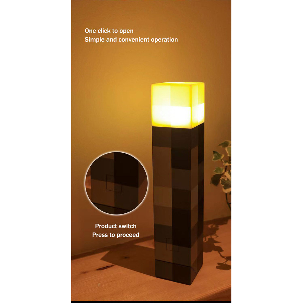 28cm Brownstone Pixel Torch Đèn pin ban đêm Đèn pin LED Minecraft cầm ...