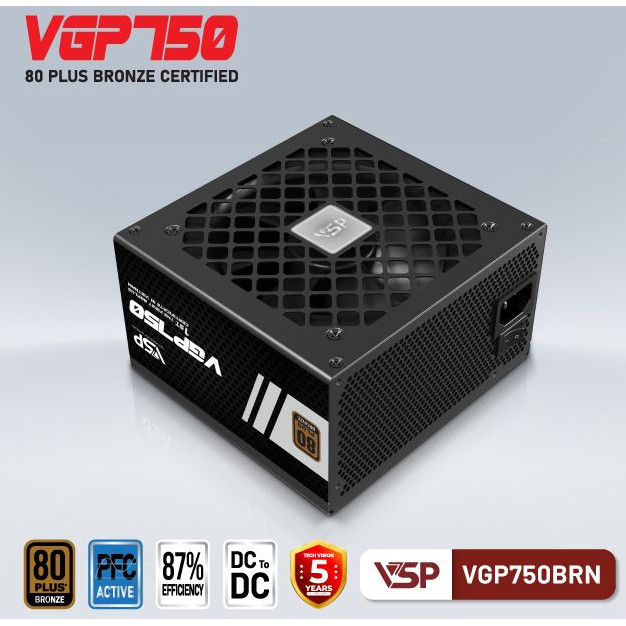 Nguồn CST VSP VGP750BRN 750W 80Plus BRONZE (2x4+4pin, 2x6+2pin, Dây dài, Kèm dây nguồn) | Shopee ...