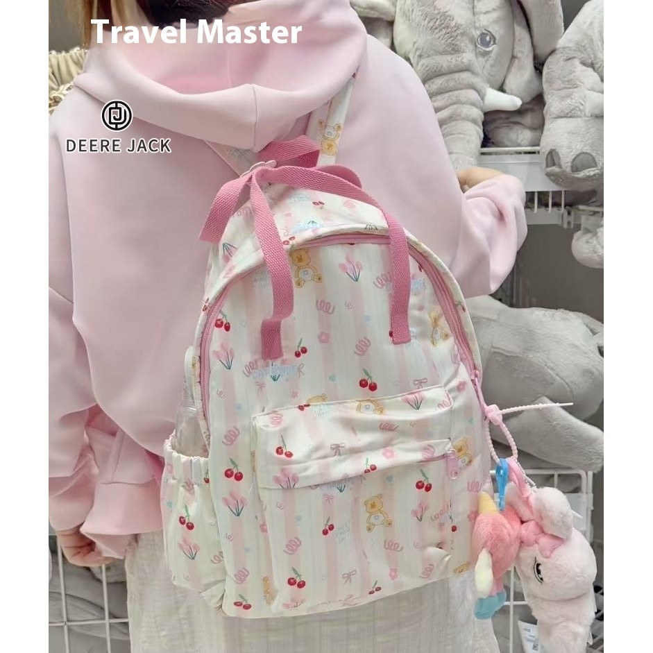 Deere JACK Ba Lô Nữ Dễ Thương Nơ Màu Hồng Gấu Ngọt Ngào In Hình Túi Du ...