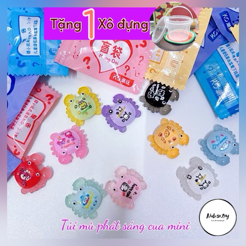 (Tặng xô) Combo 100 túi mù phát sáng rùa mini, cua mini blind box, túi ...