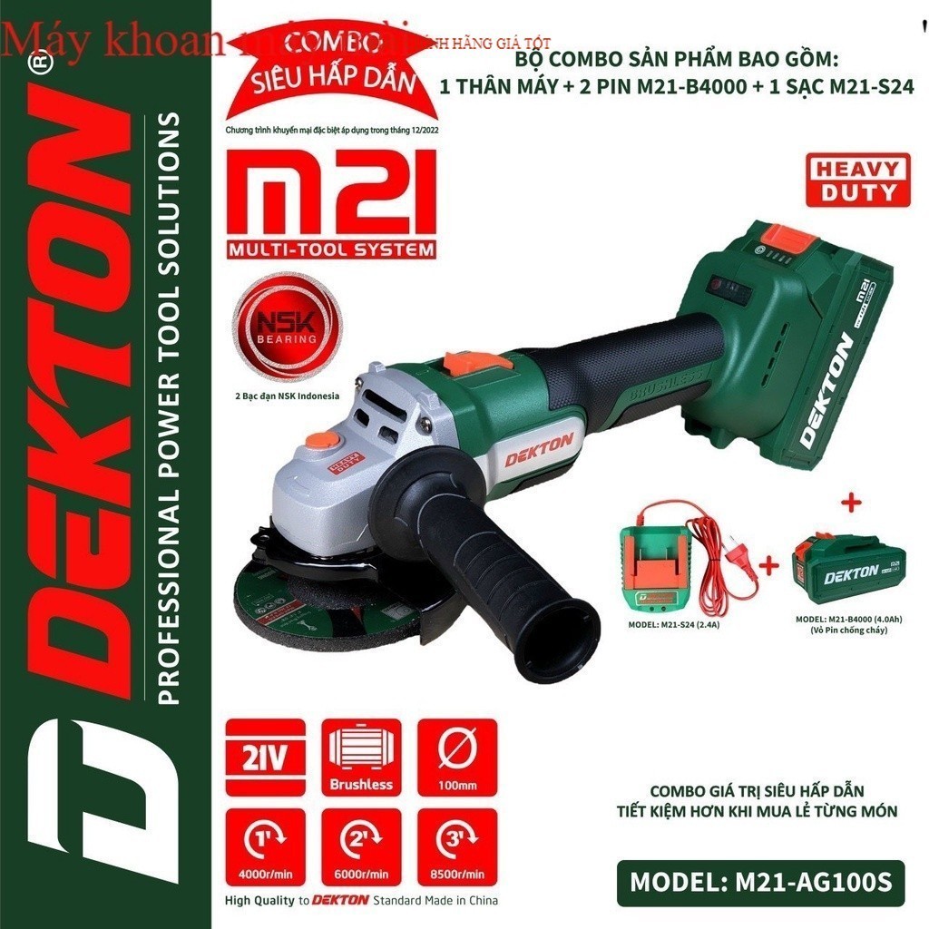 Máy mài cầm tay sử dụng pi.m Dekton M21-AG100S (chân pi.m phổ thông) . MÁY CHÍNH HÃNG DL ...