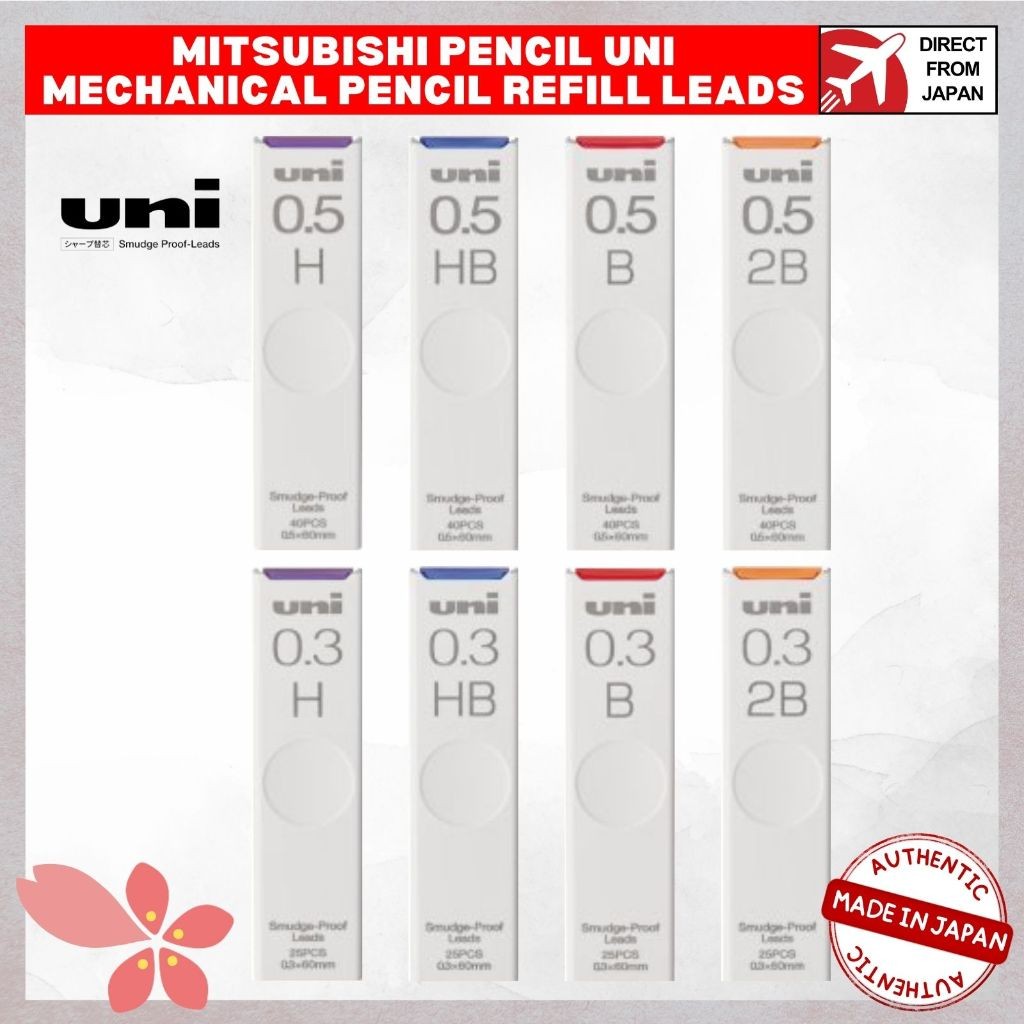 Mitsubishi Pencil Uni Mechanical Pencil Refill Leads - 0.5mm, 0.3mm, H ...