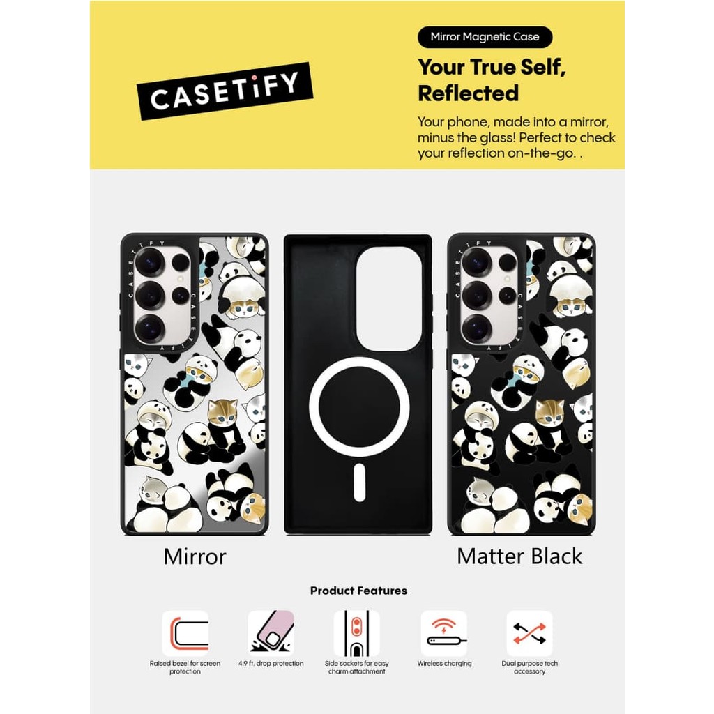 Casetify X Ốp lưng phụ thuộc màu đen mờ & gương bạc Vỏ hút từ tính Samsung Galaxy S23 S24 S25 ...