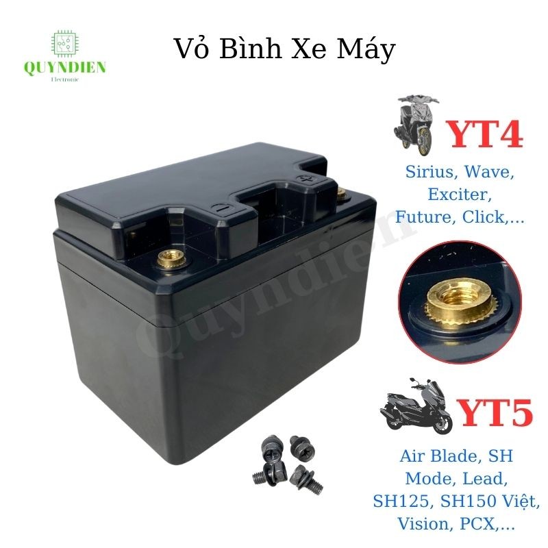 Vỏ bình ắc quy xe máy YT4 YT5 - Hộp đựng Cell Pin 32700 - Linh Kiện ...