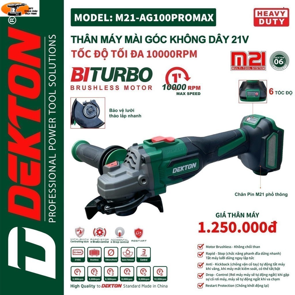 Máy Mài pi.m Dekton 6 CẤP SỐ 10.000RPM M21-AG100PROMAX / Trang Bị Tính Năng MỚI HPT ĐIỆN MÁY ...