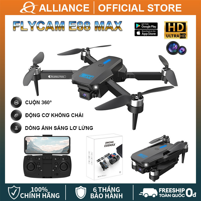 Flycam E88 Max 4K Camera, Cuộn 360°,ảnh cử chỉ, động cơ không chải ...