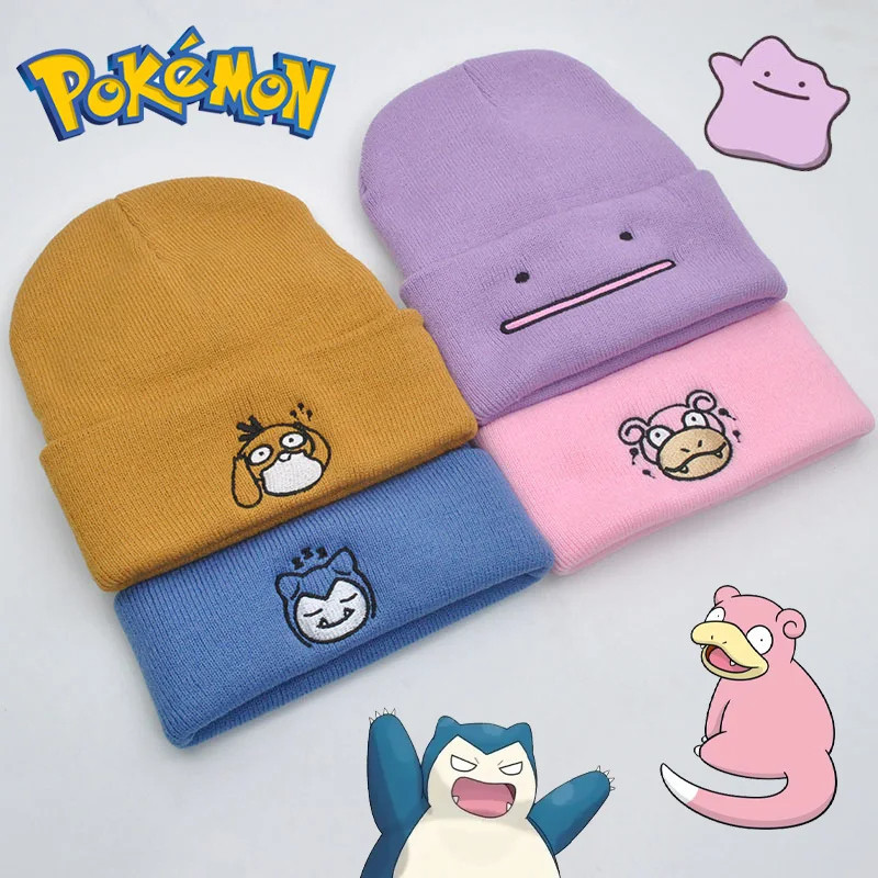 Pokemon Snorlax Ditto Psyduck Beanies Nữ Mùa Đông Mũ Ấm Anime Màu Trơn ...