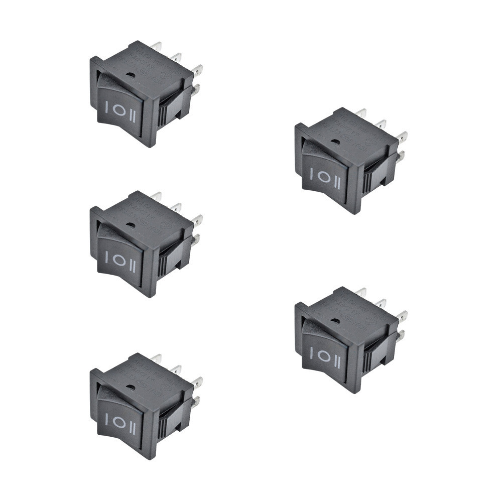 5 Chiếc KCD1 6Pin DPDT ON-OFF-3 Vị Trí Áp Lực Boatlike Rocker Switch AC ...