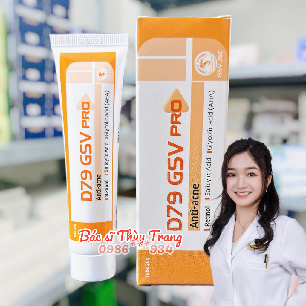 D79 GSV Pro 20g, Giúp Giảm Mụn, Thâm, Trẻ Hoá Da, giảm mụn lưng, dày sừng (Retinol, Salicylic ...