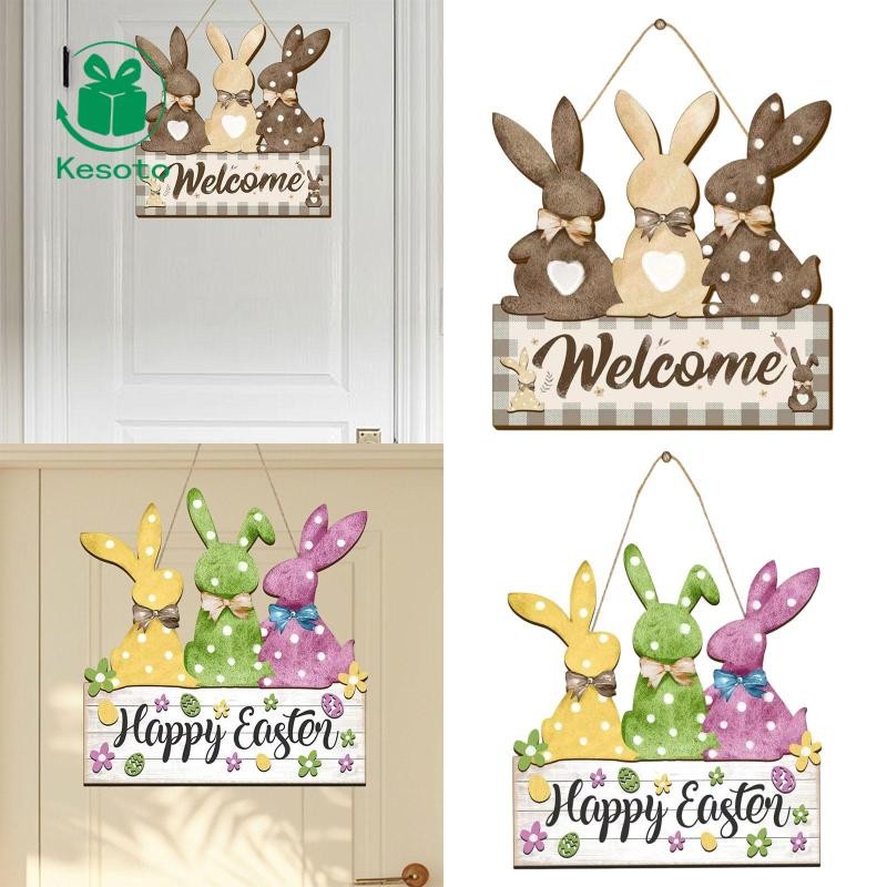 Kesoto Easter Bunny Cửa Gỗ Ký Hiệu Nhà Bếp Vườn Ký Nhà Treo Mảng Bám ...
