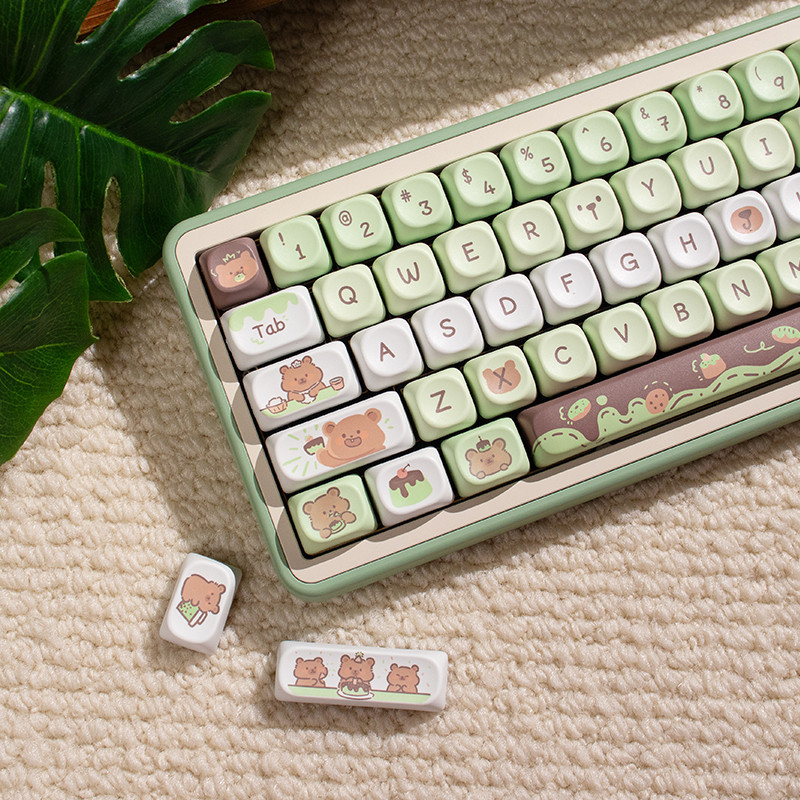 Moa 95 Phím Món Tráng Miệng Gấu Xanh Dễ Thương keycap Vòng Cô Gái keycaps Bộ Bàn Phím Cơ mx ...
