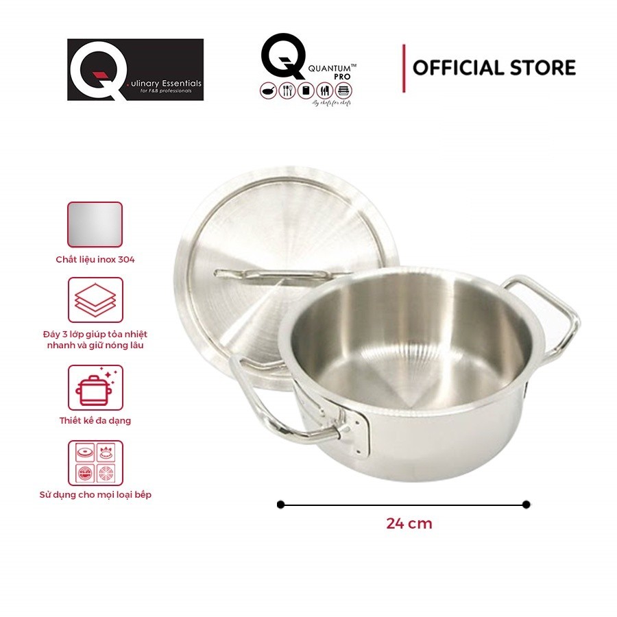 Nồi Casserole Inox Quantum-Pro 5.1L Đường Kính 24cm Kèm Nắp | Shopee ...