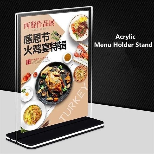 Menu mica để bàn A4 ngang, kệ menu mica A4 để bàn, bảng giá mica A4 đế ...
