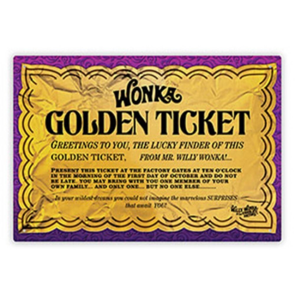 Willy Wonka Vé Vàng Charlie Nhà Máy Chocolate Chờ Bạn Dấu Hiệu Kim Loại ...