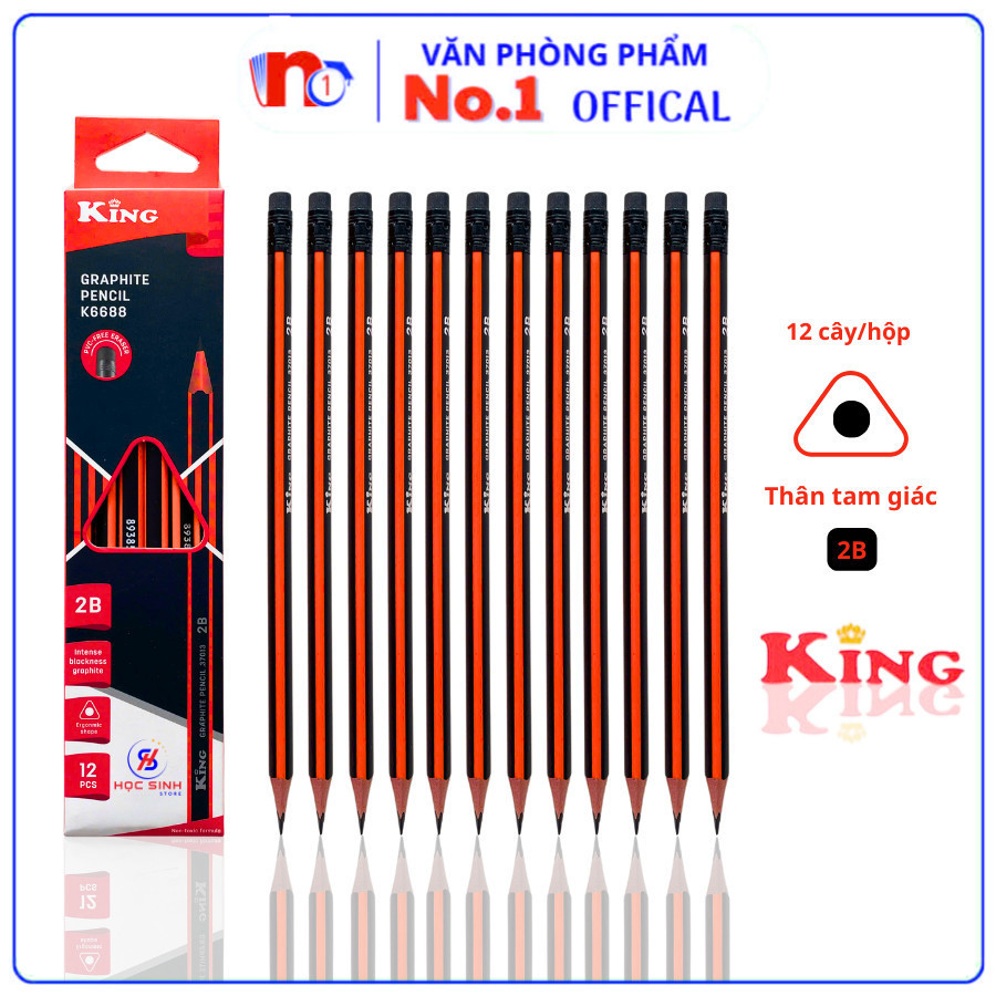 Hộp 12 Cây Bút Chì Gỗ 2B King K6688 Chất Lượng Cao, Dễ Chuốt Gọt - VPP ...