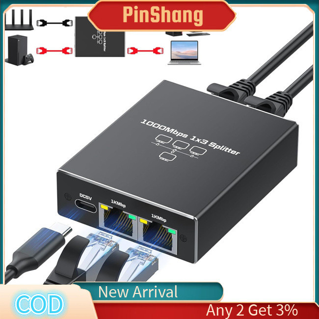 Pinshang Bộ Chia Ethernet 1 Đến 3 Tốc Độ Cao 1000Mbps RJ45 Bộ Chia ...