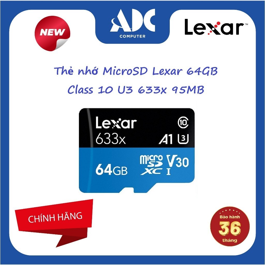 Thẻ nhớ MicroSD Lexar 64GB Class 10 U3 633x 95MB - Chính hãng | Shopee ...