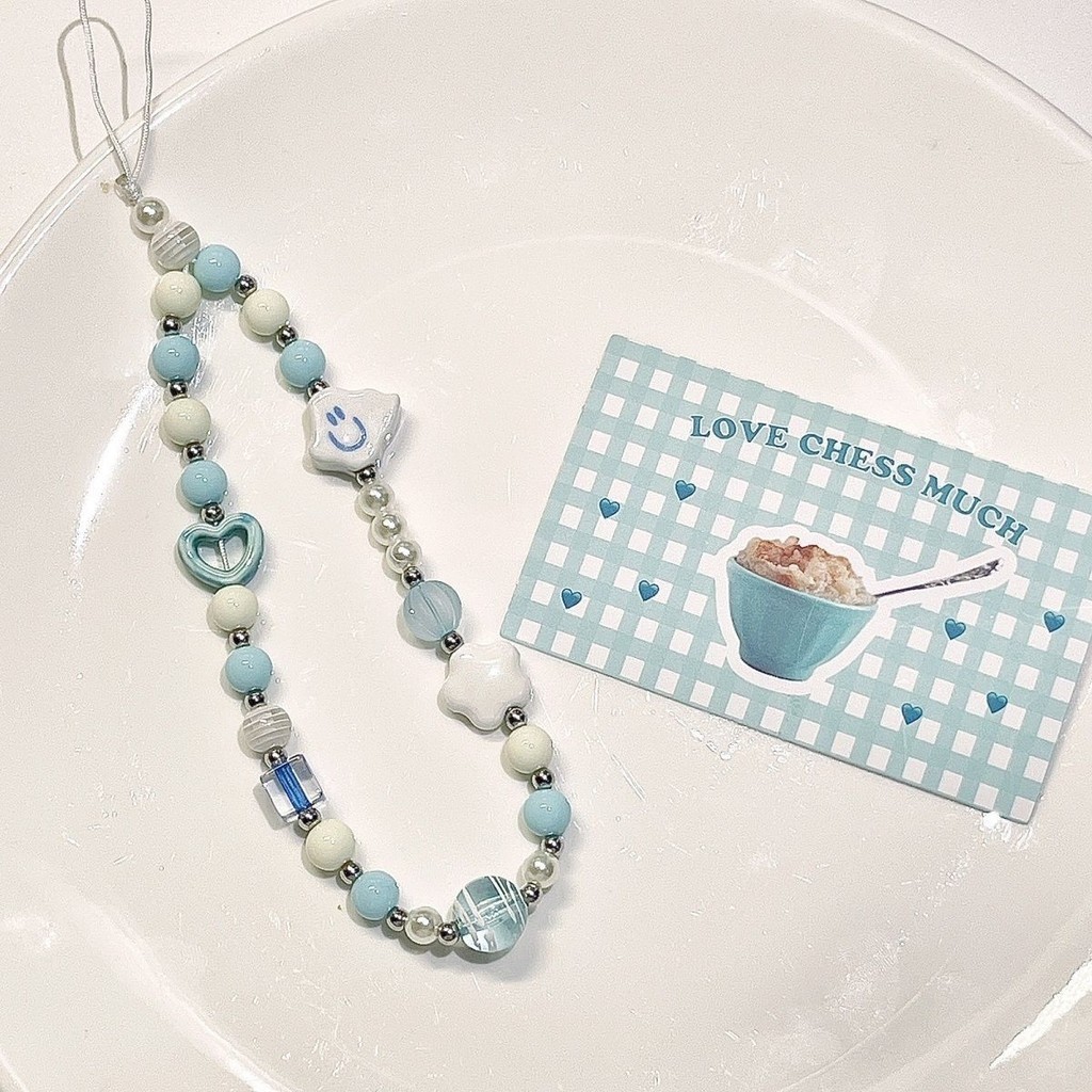 Niche Spring Milk Blue Cloud Điện Thoại Di Động Dây Xích Tự Làm Chống ...