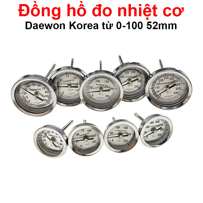 Đồng hồ đo nhiệt cơ Daewon Korea từ 0-100 độ C, đường kính 52mm, ren ...
