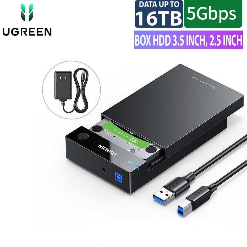 Hộp đựng ổ cứng 3.5/2.5 inch Ugreen 50422 US222 SATA USB 3.0 Hỗ Trợ HDD ...