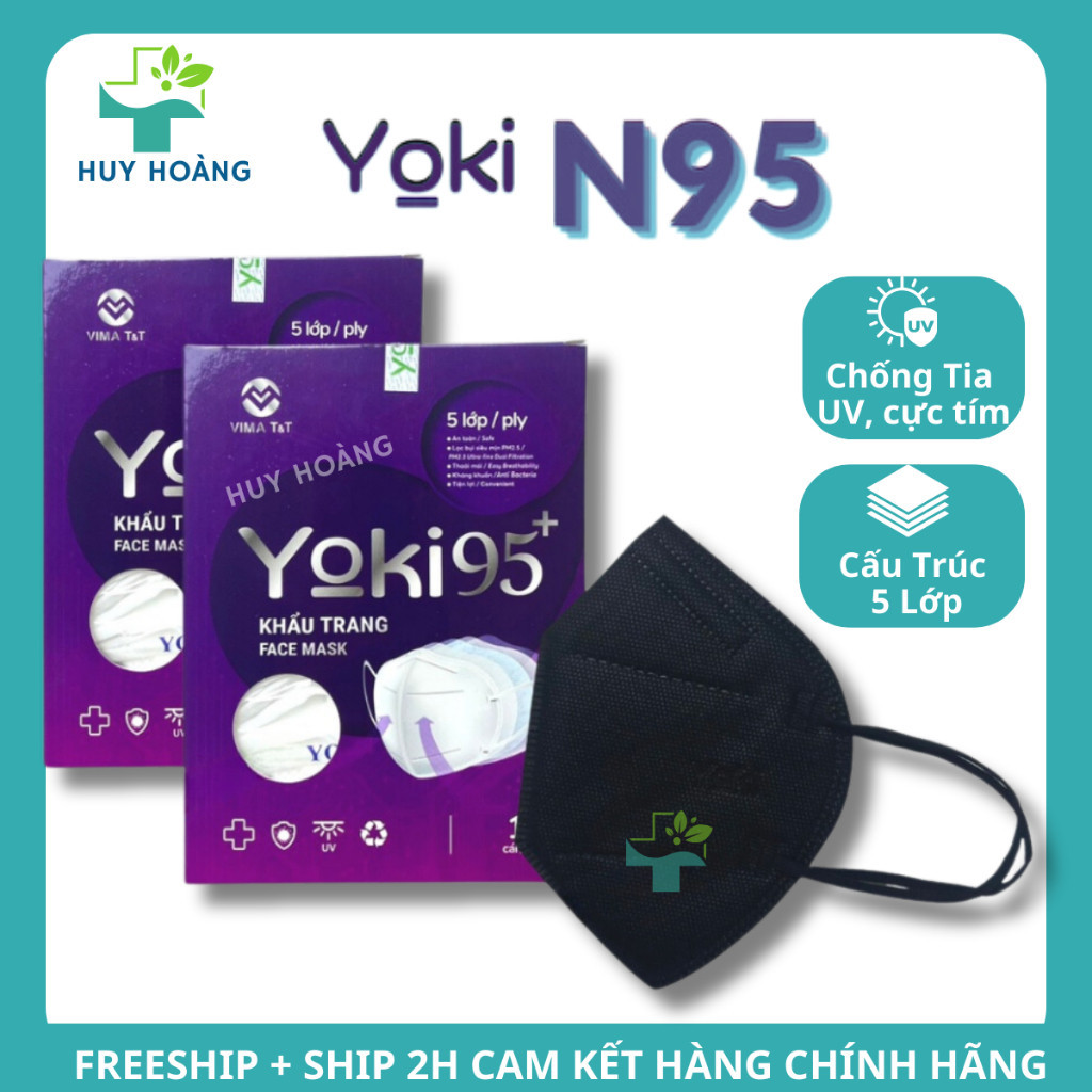 [Dael 100C] Khẩu trang N95 Yoki 5 lớp dày dặn bản hộp kháng khuẩn chống nắng và lọc bụi mịn PM2 ...