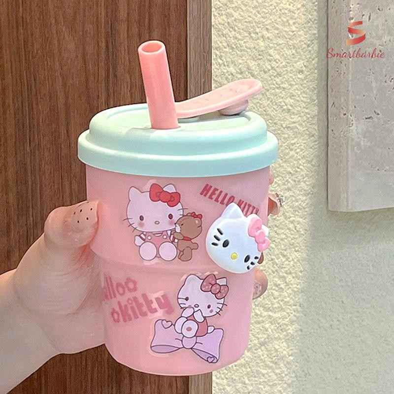 {Smartbarbie} Cốc Rơm Hello Kitty Dễ Thương 420ML Cốc Cà Phê Nhựa Dung Tích Lớn Hoạt Hình Thời ...