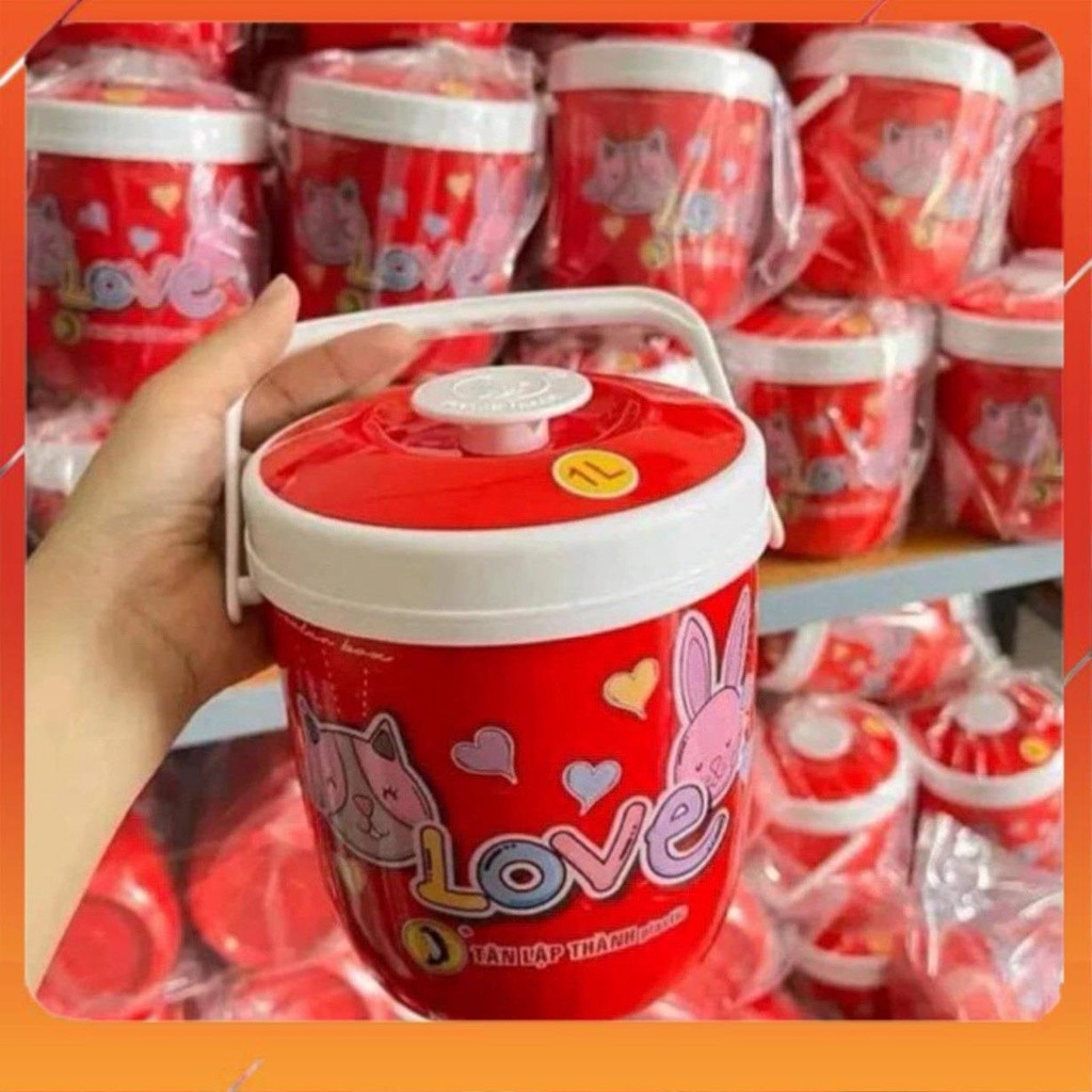 Thùng Đá Xô Mini Love Giữ Nhiệt 1 Lit - bình đá mini nhỏ gọn quai xách ...