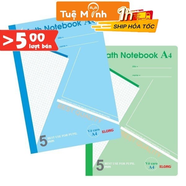 Vở Klong A4 200 trang caro 5x5 giấy dày Math Notebook học Toán tiện lợi sổ Klong MS 298 | Shopee ...