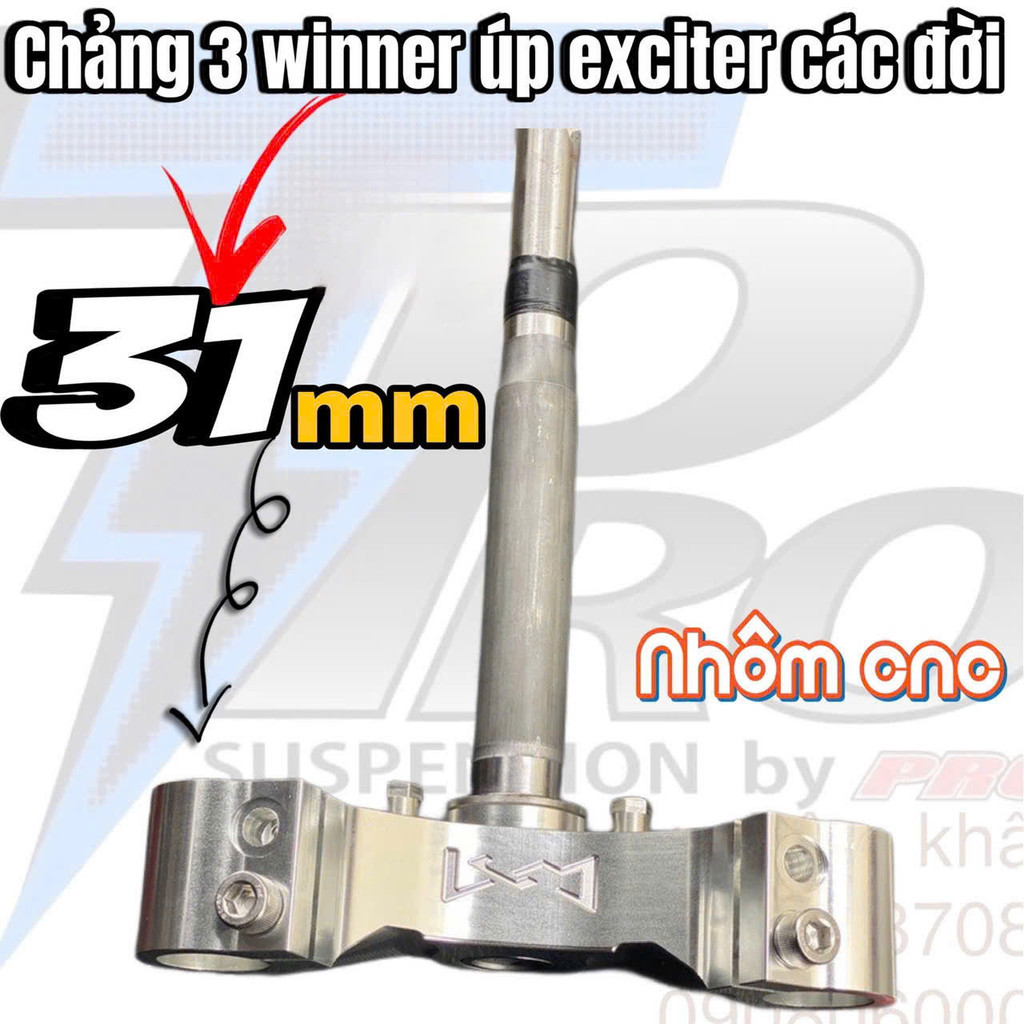Chảng ba nhôm LCM xe EXCITER cảng 3 Ø 31 mm sử dụng PHUỘC TRƯỚC WINNER ...