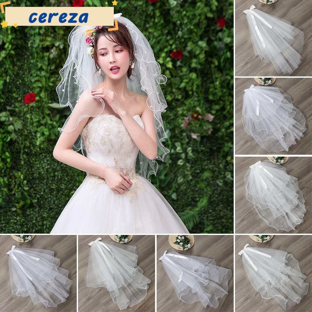 Tấm che mặt cô dâu CEREZA Tấm che ảnh ngà trắng hai lớp có lược ...
