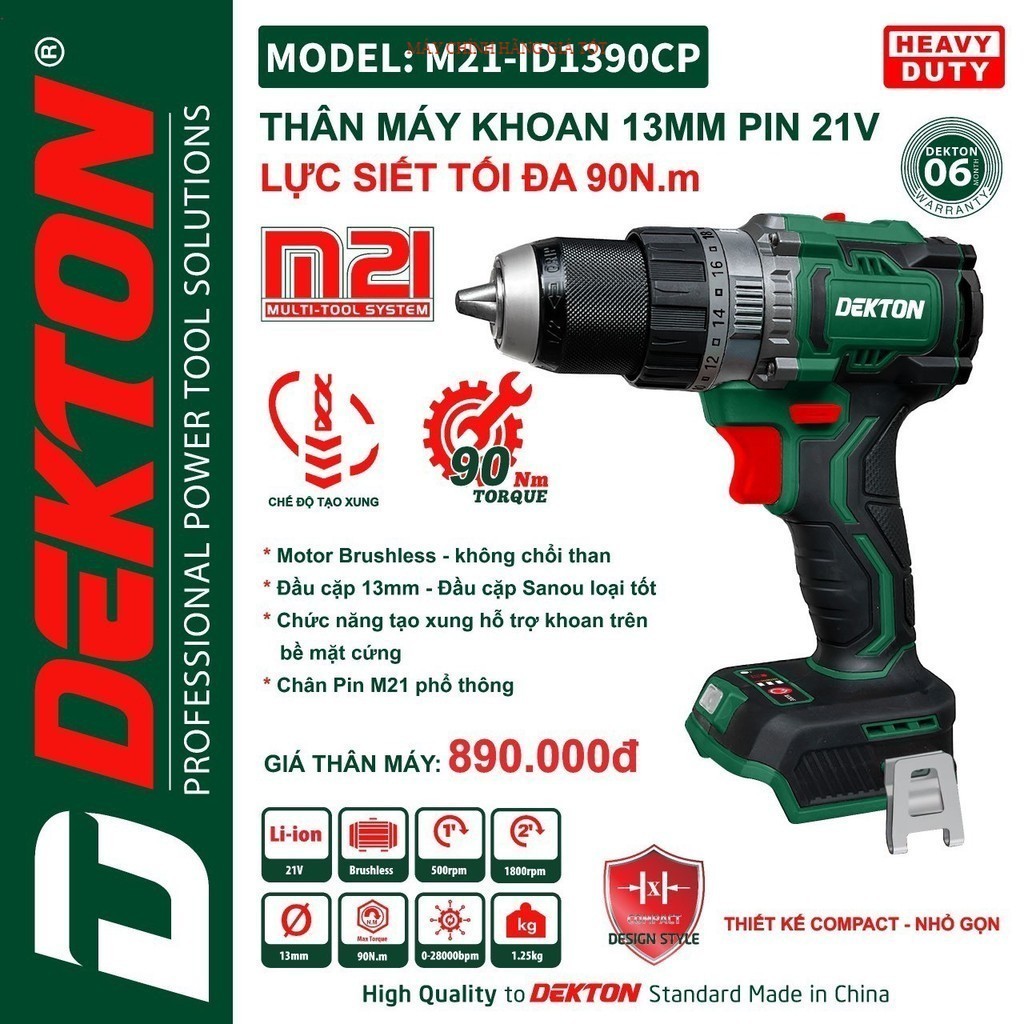 Máy Khoan pi.m Dekton M21-id1390 ( chưa pi.m và sạc) chức năng tạo sung MÁY CHÍNH HÃNG DL ...