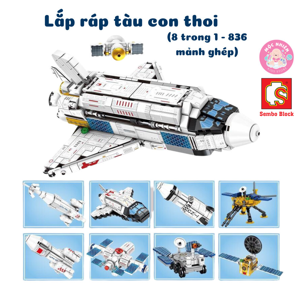 Đồ chơi lắp ráp xếp hình tàu con thoi Space Shuttle 8 trong 1 SEMBO ...