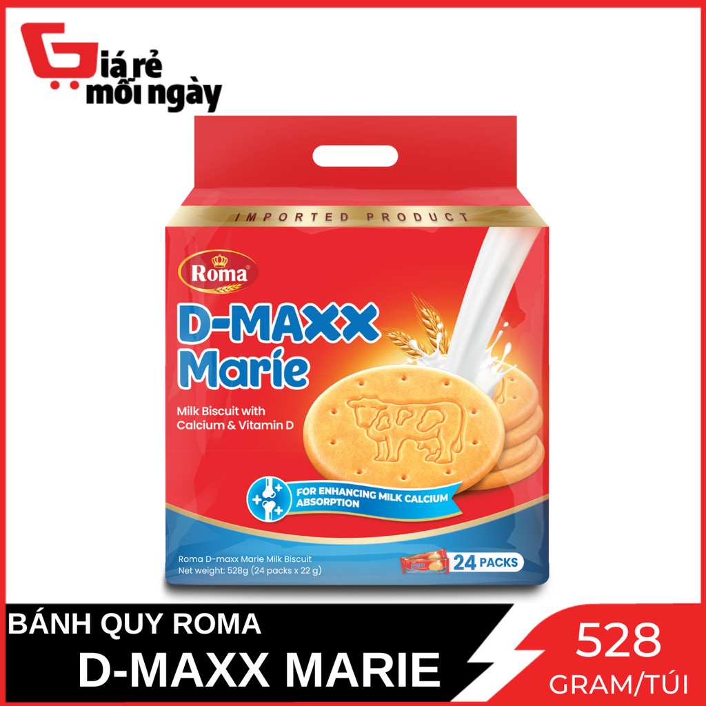 Bánh quy sữa Roma D-MAXX Marie túi lớn 528G (24 gói x 22g) | Shopee ...